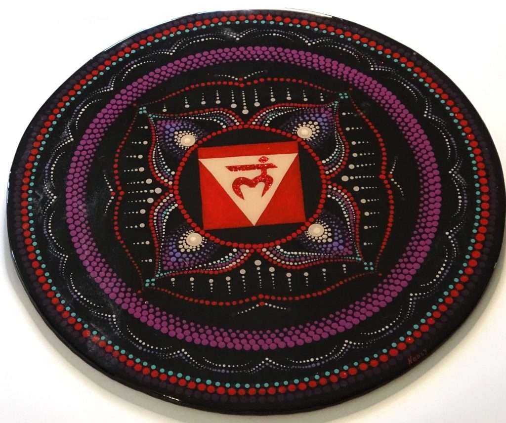 Root Chakra Mandala 14" Epoxy Resin - YogaCanada