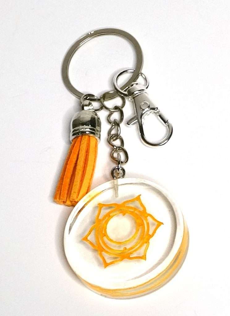Clear Sacral Chakra Tassel Keychain #A163